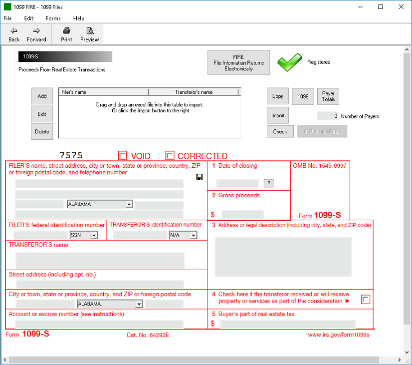 IRS Form 1099-S Software - $79 print, $289 eFile | 1099-S Software IRS Form 1099-S Software - $79 print, $289 eFile | 1099-S Software